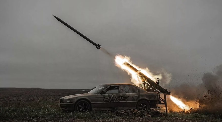Ukrainian Army Mounts a Rocket Launcher on a BMW 7 Series